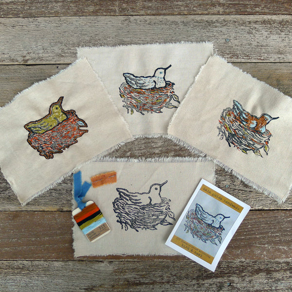 DIY block printed stitching: bird & nest – kata golda handmade