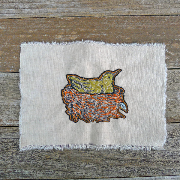 DIY block printed stitching: bird & nest – kata golda handmade