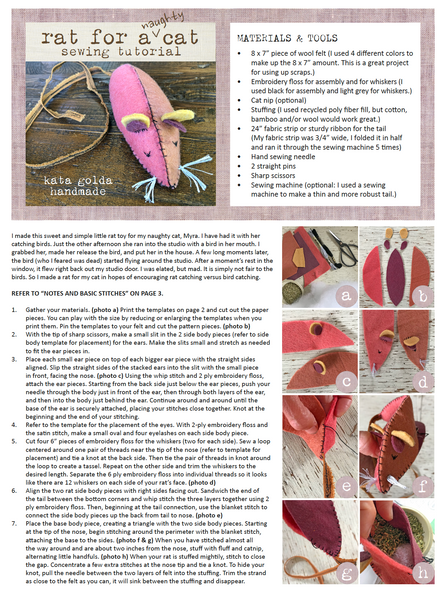 free sewing tutorial: rat for a cat – kata golda handmade